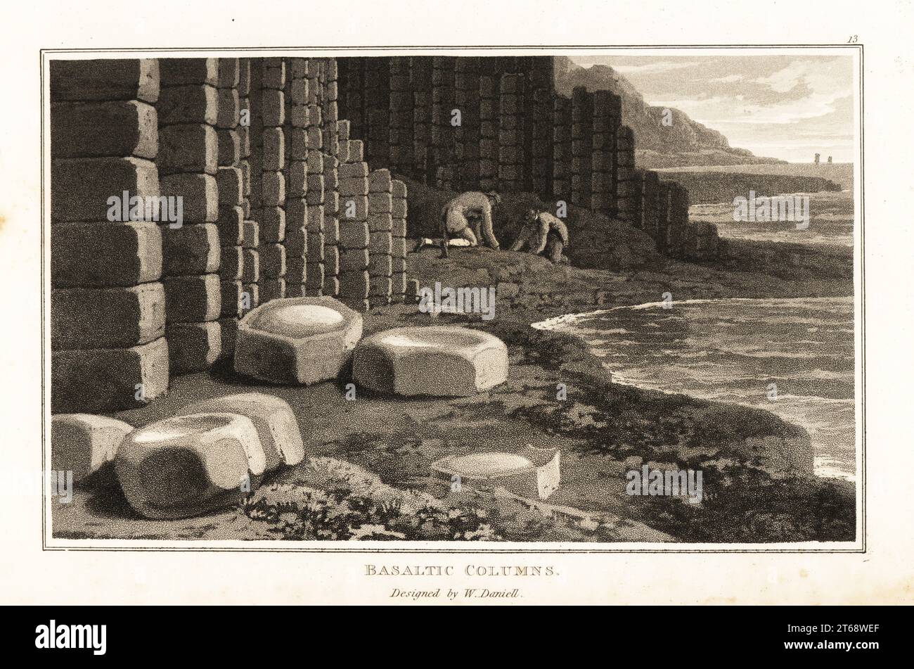 18th-century scientists investigating the hexagonal basalt columns of ...