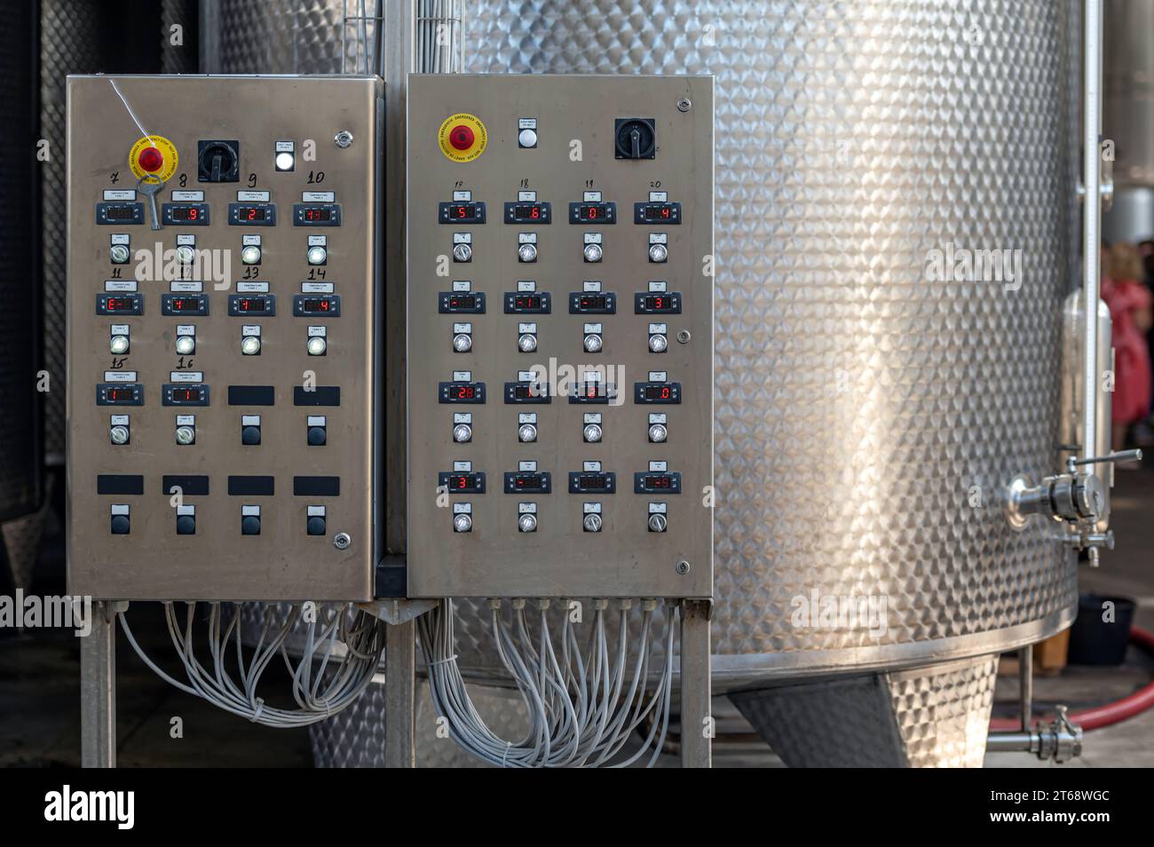 The central temperature control panel in a modern commercial wine ...