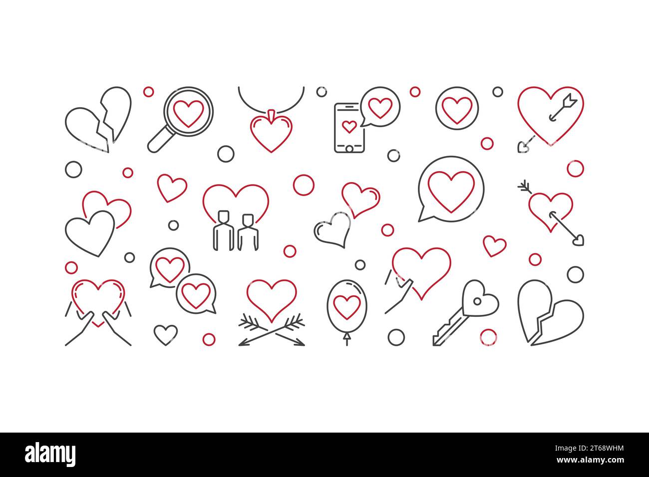 Lovesickness vector horizontal illustration in thin line style Stock ...