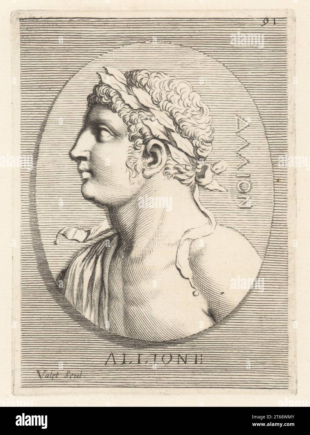 Bust of a young male athlete crowned with victory laurels. From a ...
