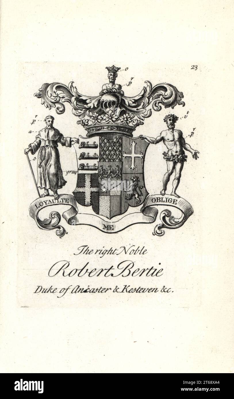 Coat of arms and crest of the right noble Robert Bertie, 1st Duke of ...