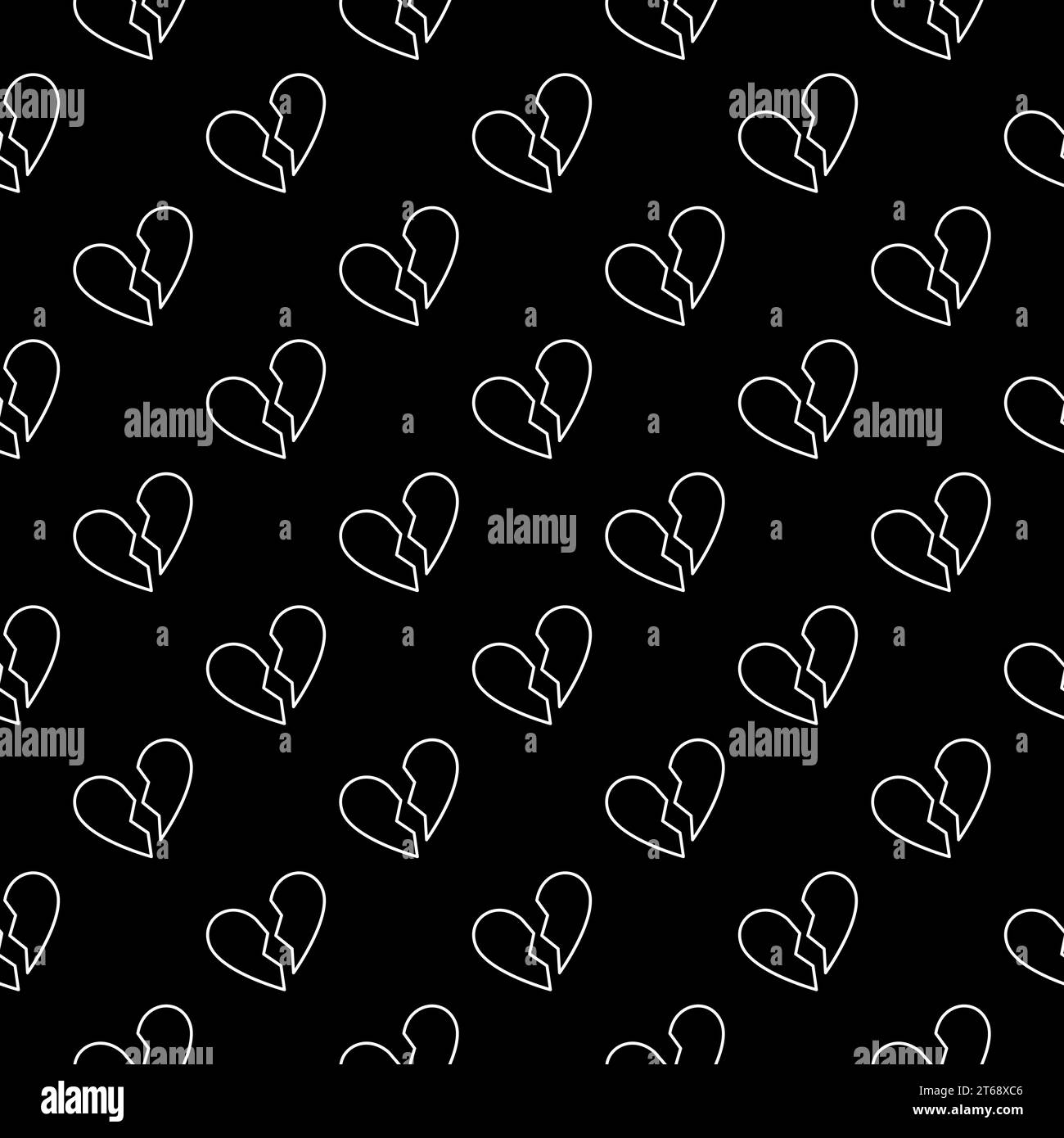 Heartbreak vector concept dark seamless pattern in outline style Stock ...