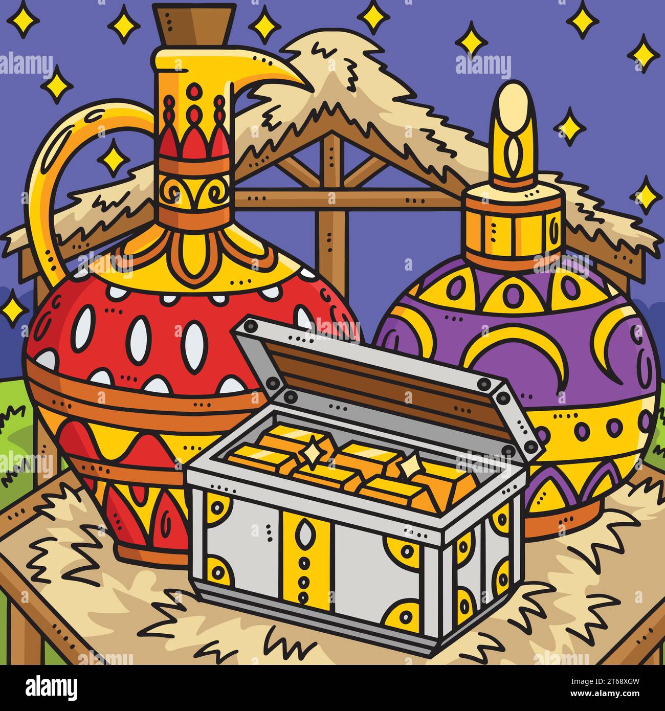 Christian Gifts of the Magi Colored Cartoon Stock Vector Image & Art ...