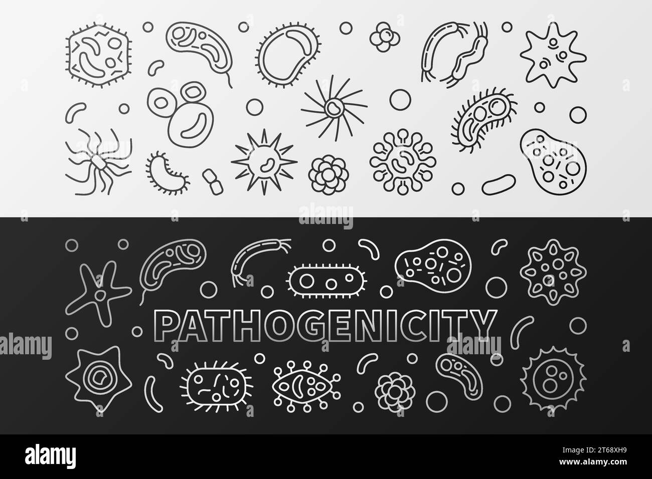Set of 2 Pathogenicity horizontal silver banners - vector concept ...