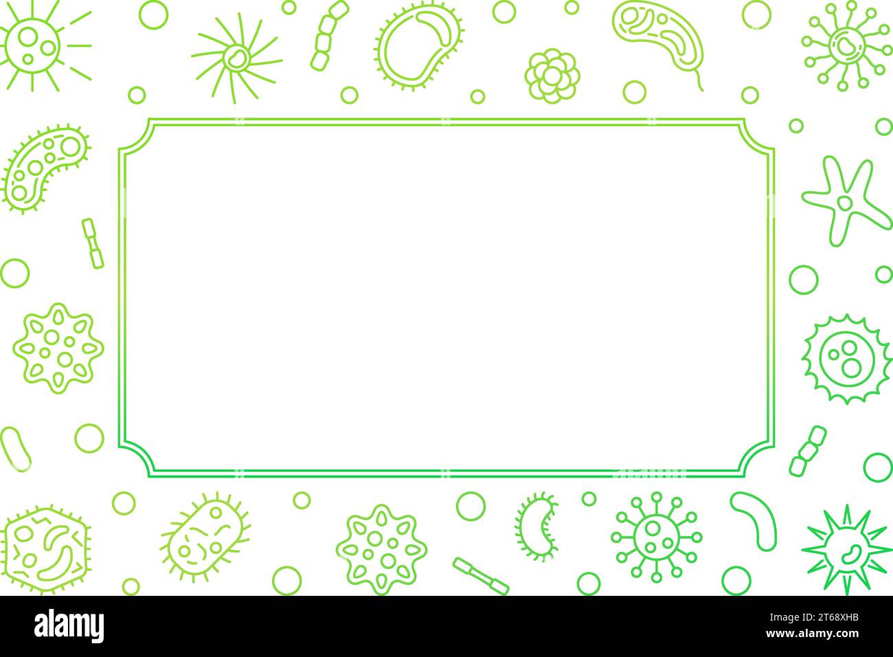 Virology green horizontal frame or background with empty space for text ...