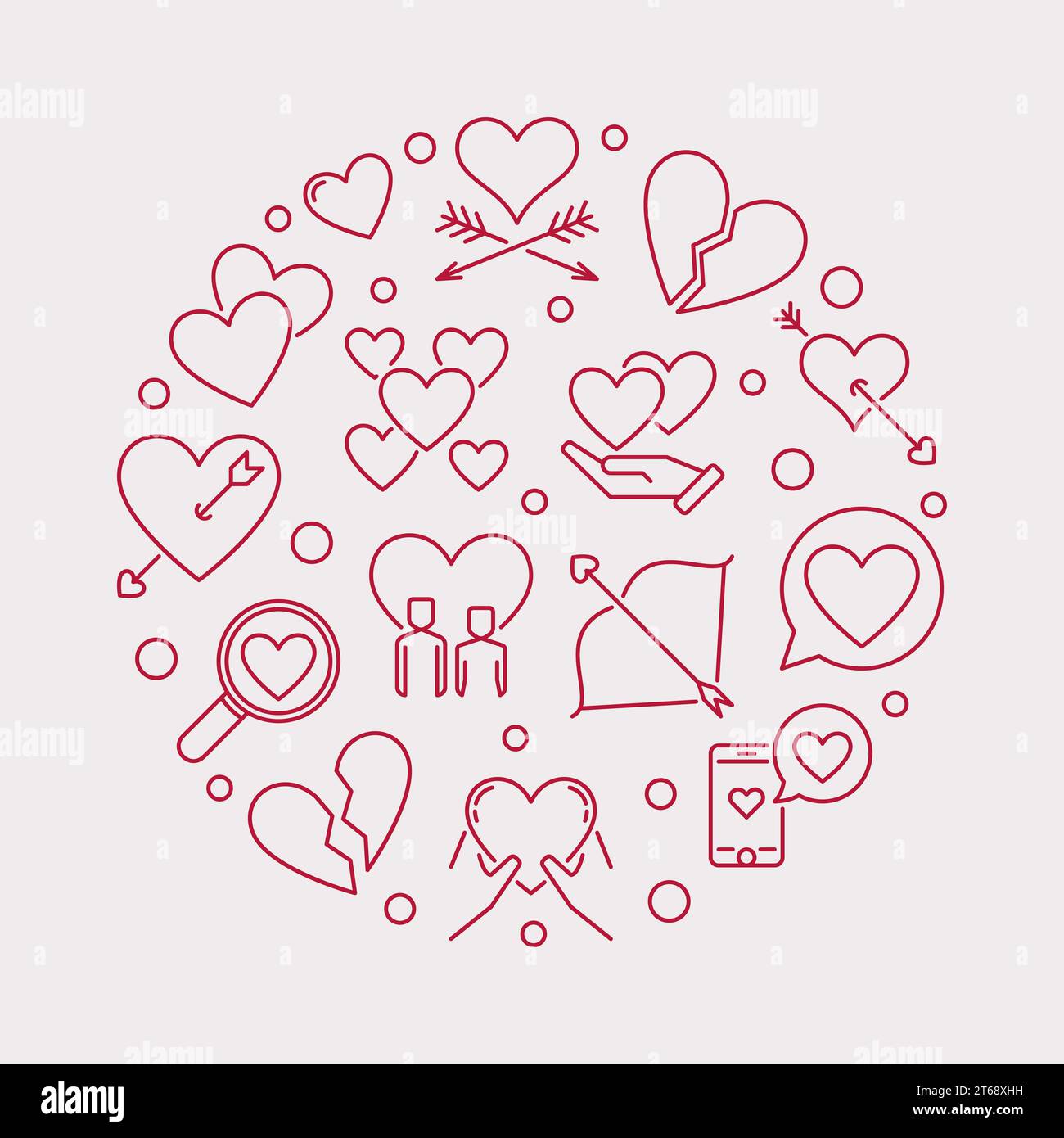 Lovesickness vector round illustration in thin line style Stock Vector ...
