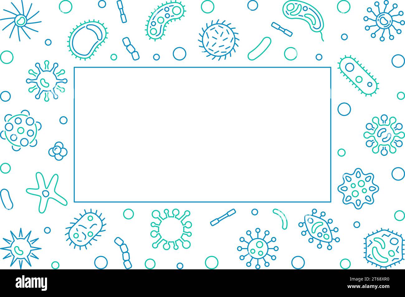 Virus blue horizontal frame or background. Vector concept illustration ...