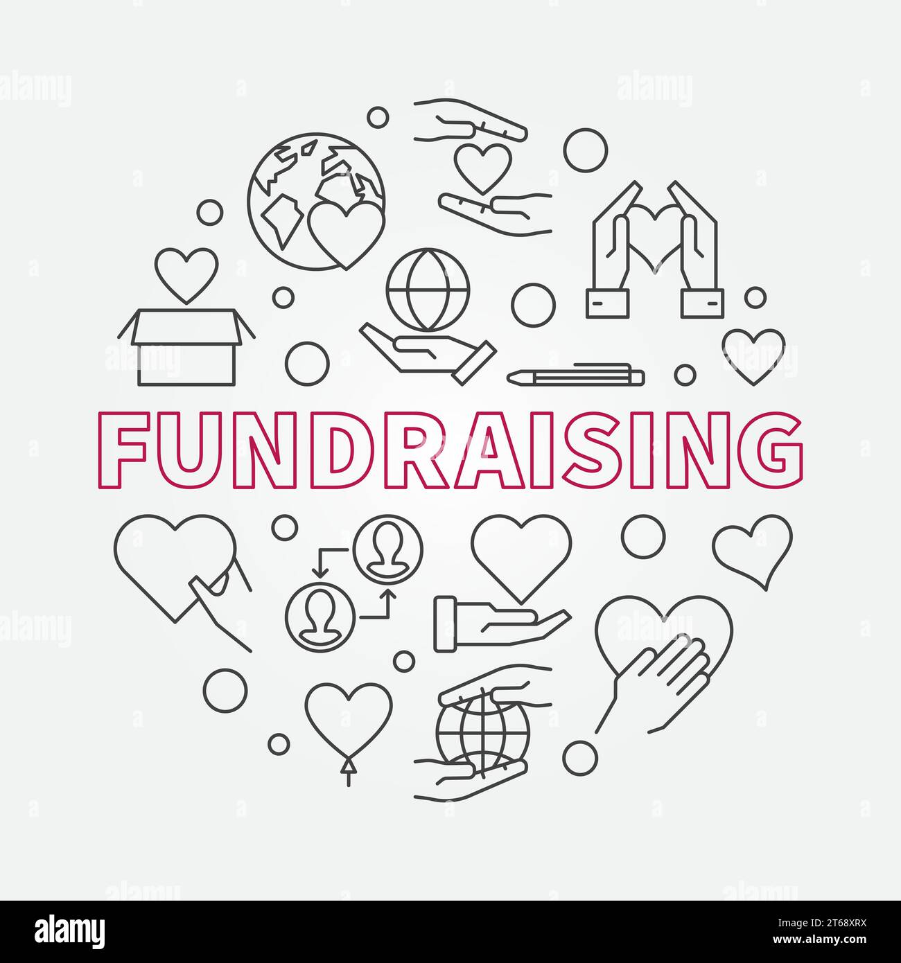 Fundraising circular vector simple linear round illustration Stock ...
