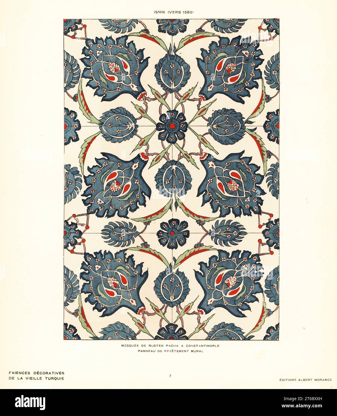 Panel of ceramic wall tiles decorated with lattice of flowers and ...