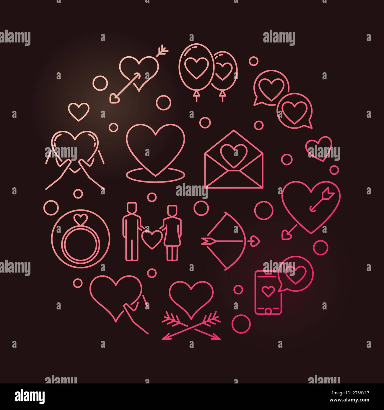 Intimate Relationship vector round colorful outline illustration on ...