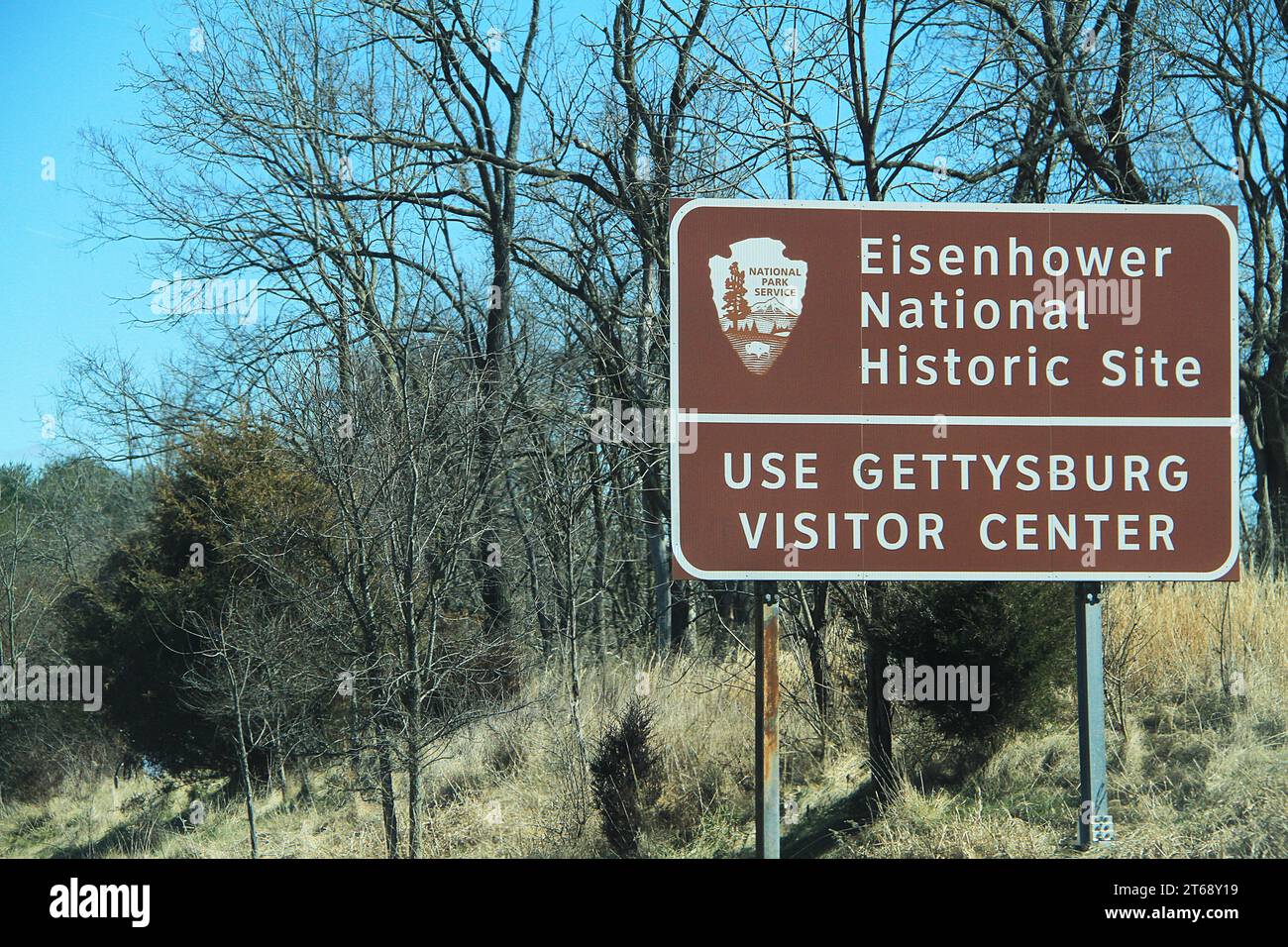 Road sign for Eisenhower National Historic Site on Rt 15 near ...