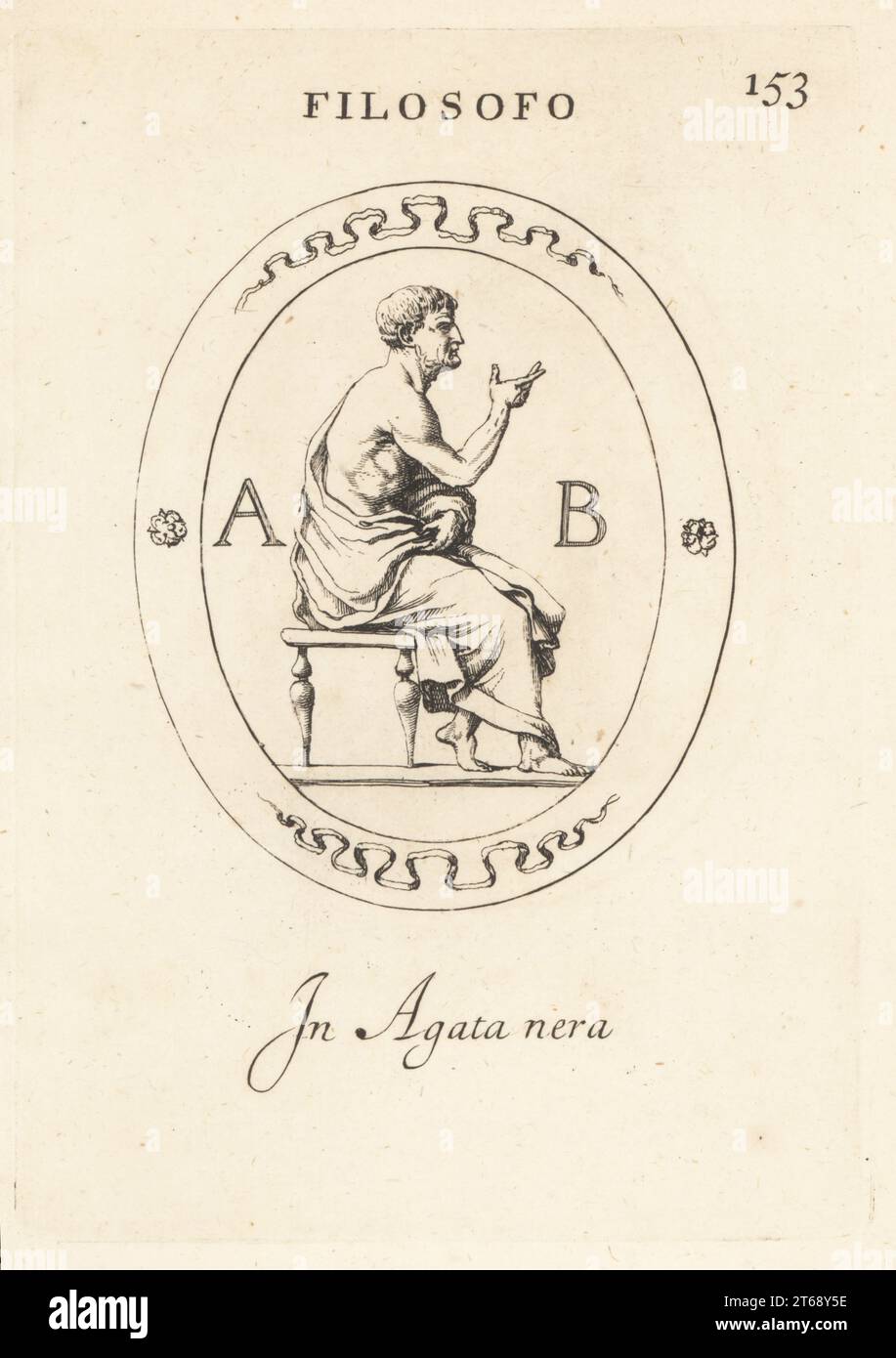 Bearded male philosopher gesturing while disputing, seated on a chair ...