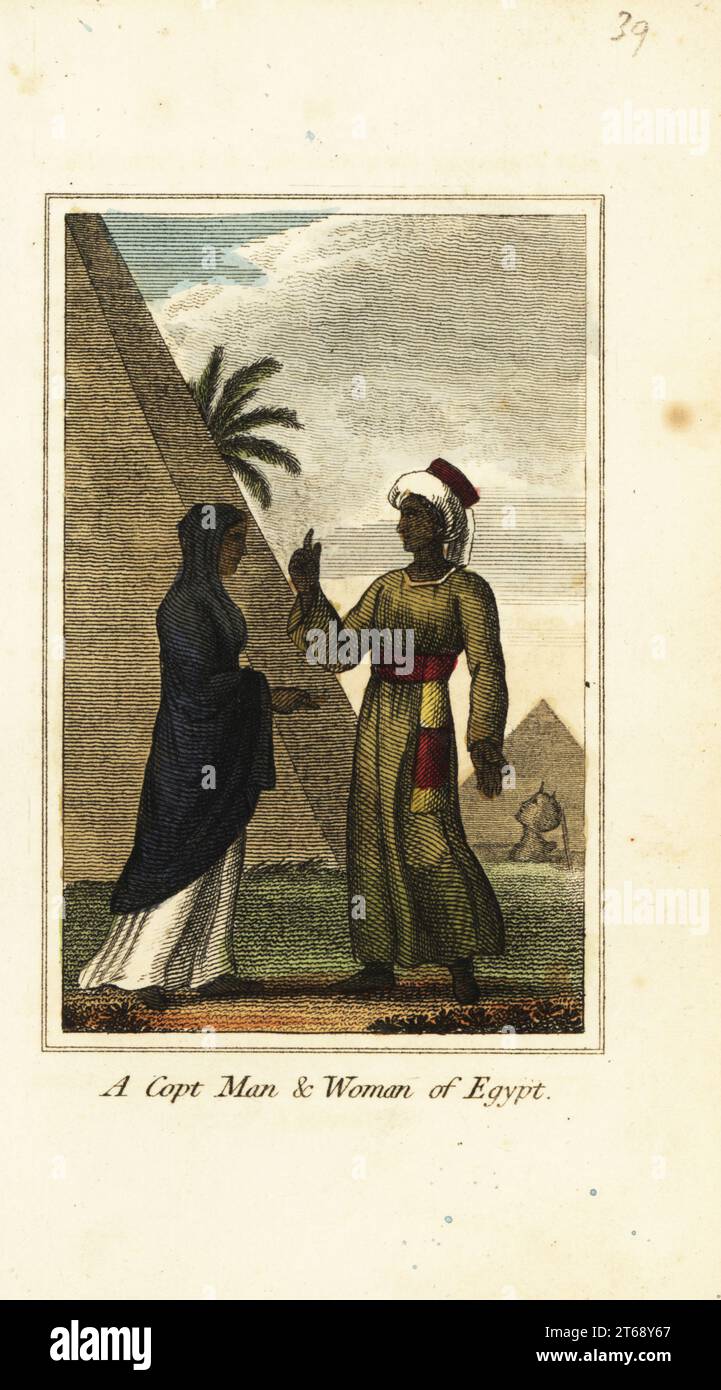 A Copt man and woman of Egypt, 1818. Coptic Christian people of Egypt ...