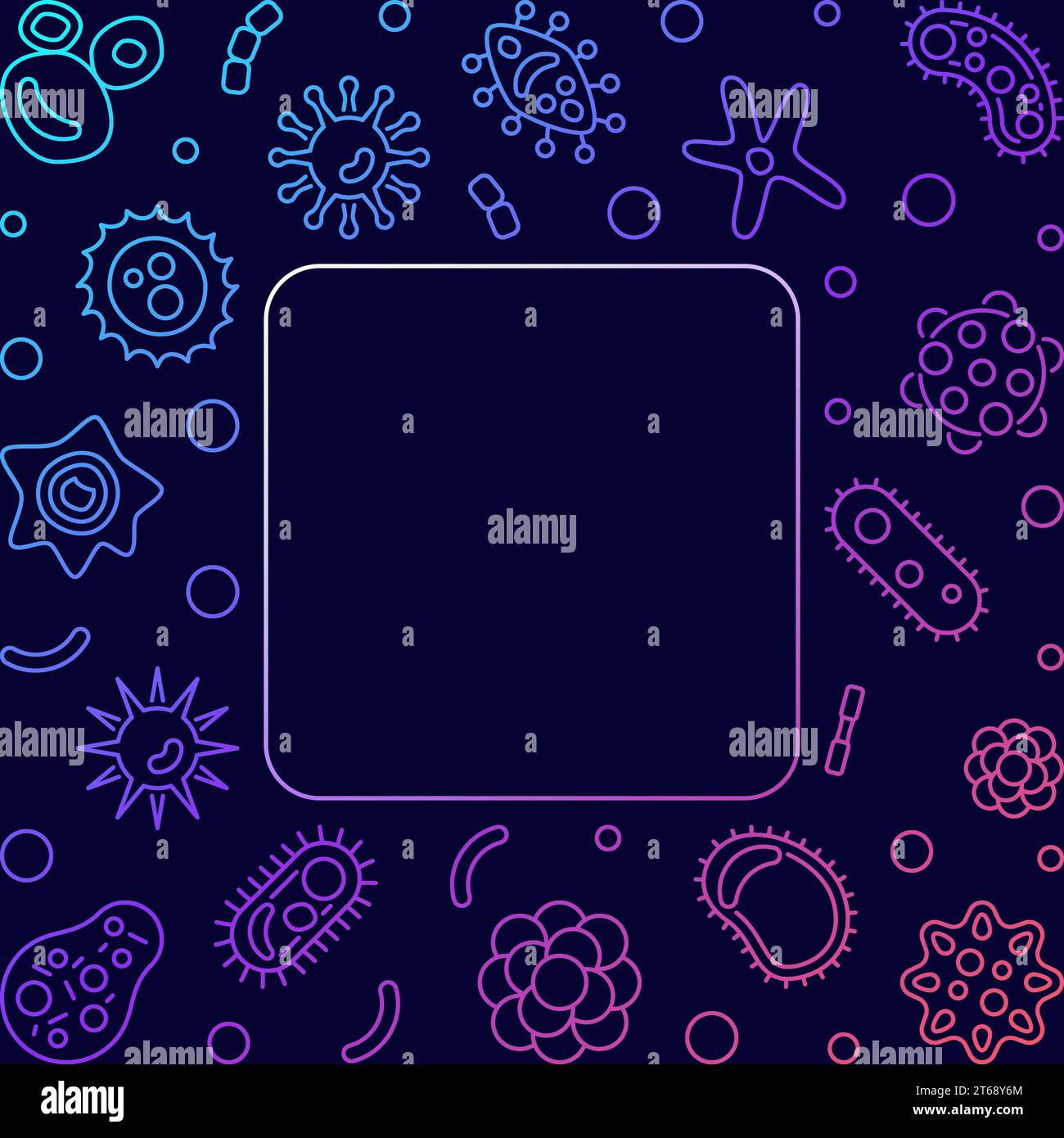Viruses square colored frame or background. Vector concept creative ...