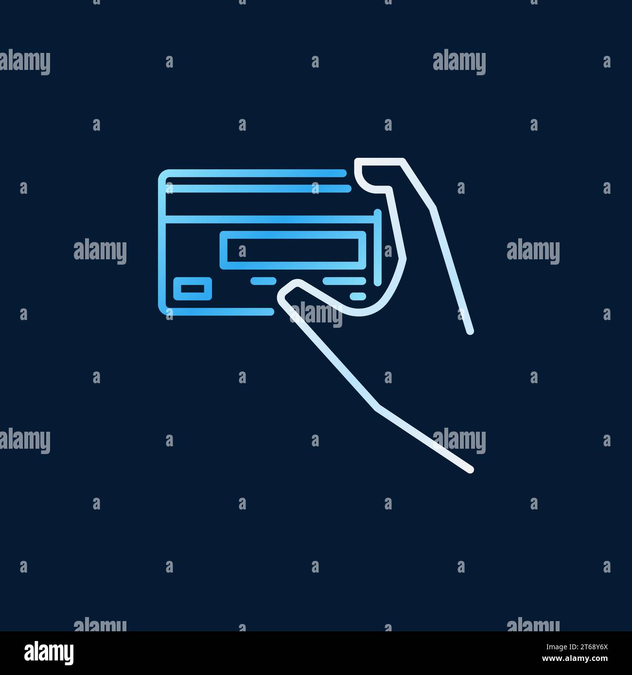 Hand holding a credit card vector outline colored icon. Card payment ...