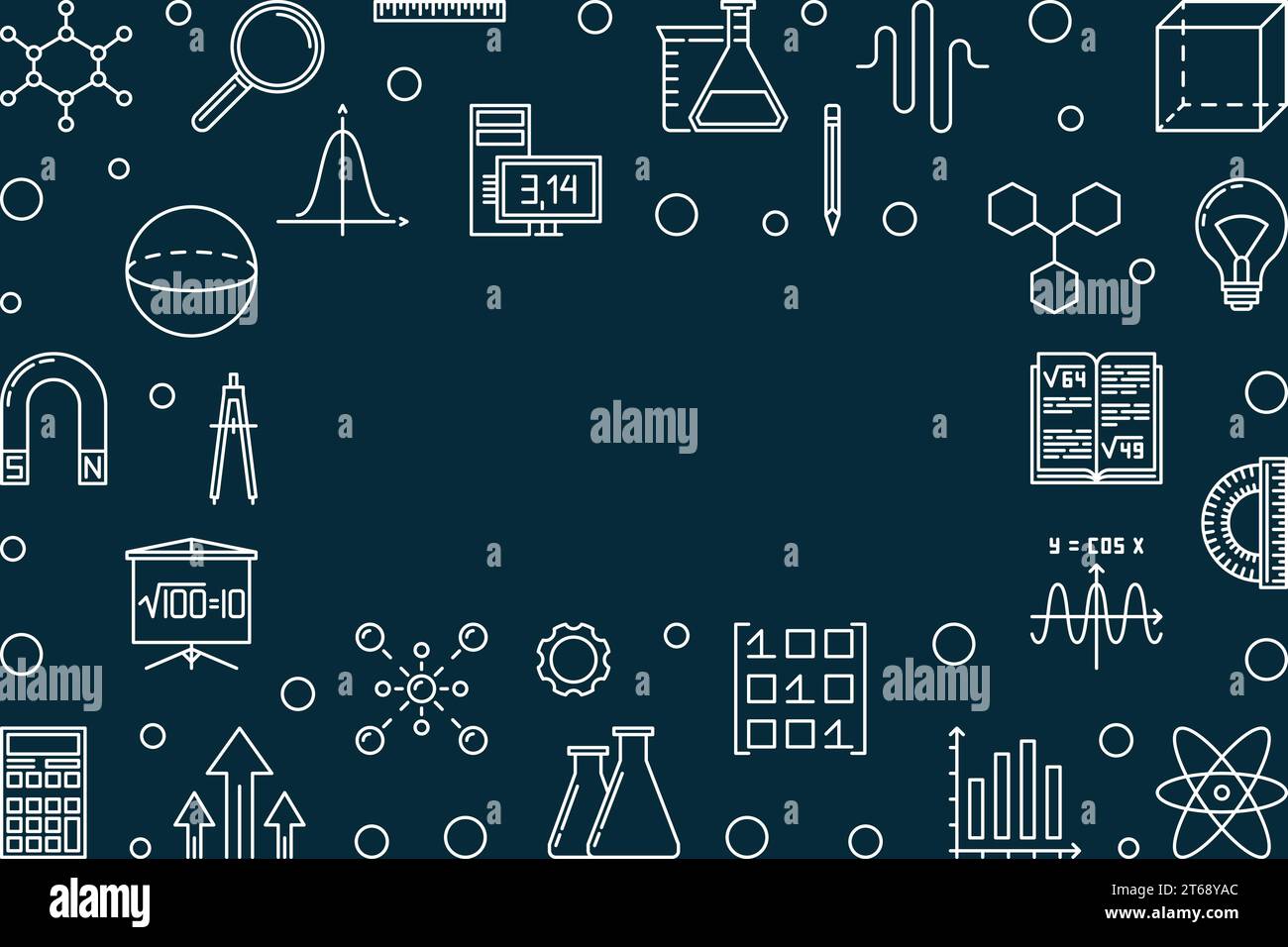 STEM education vector horizontal frame. Science technology engineering math concept illustration ...