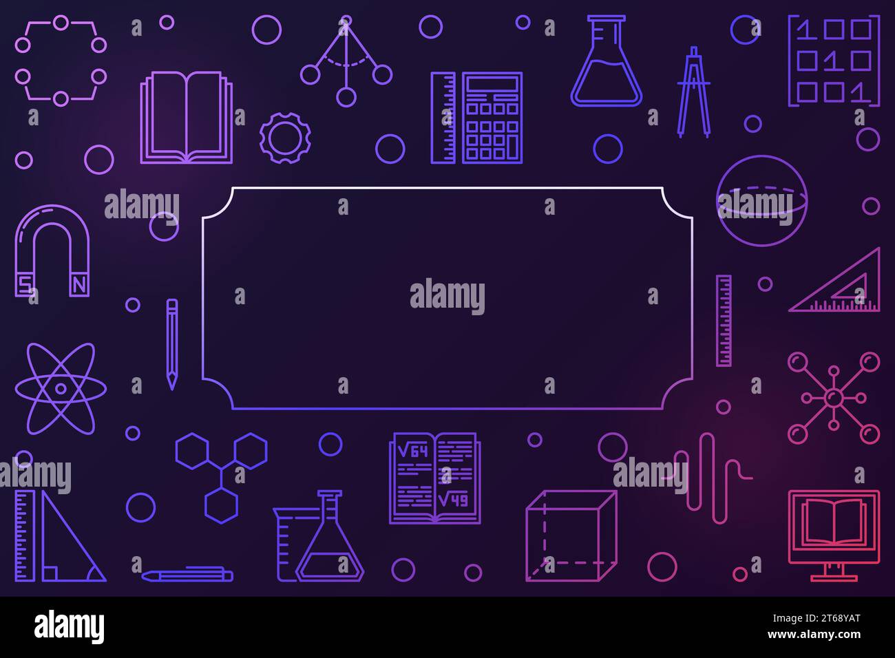 STEM education creative horizontal frame. Vector science technology ...