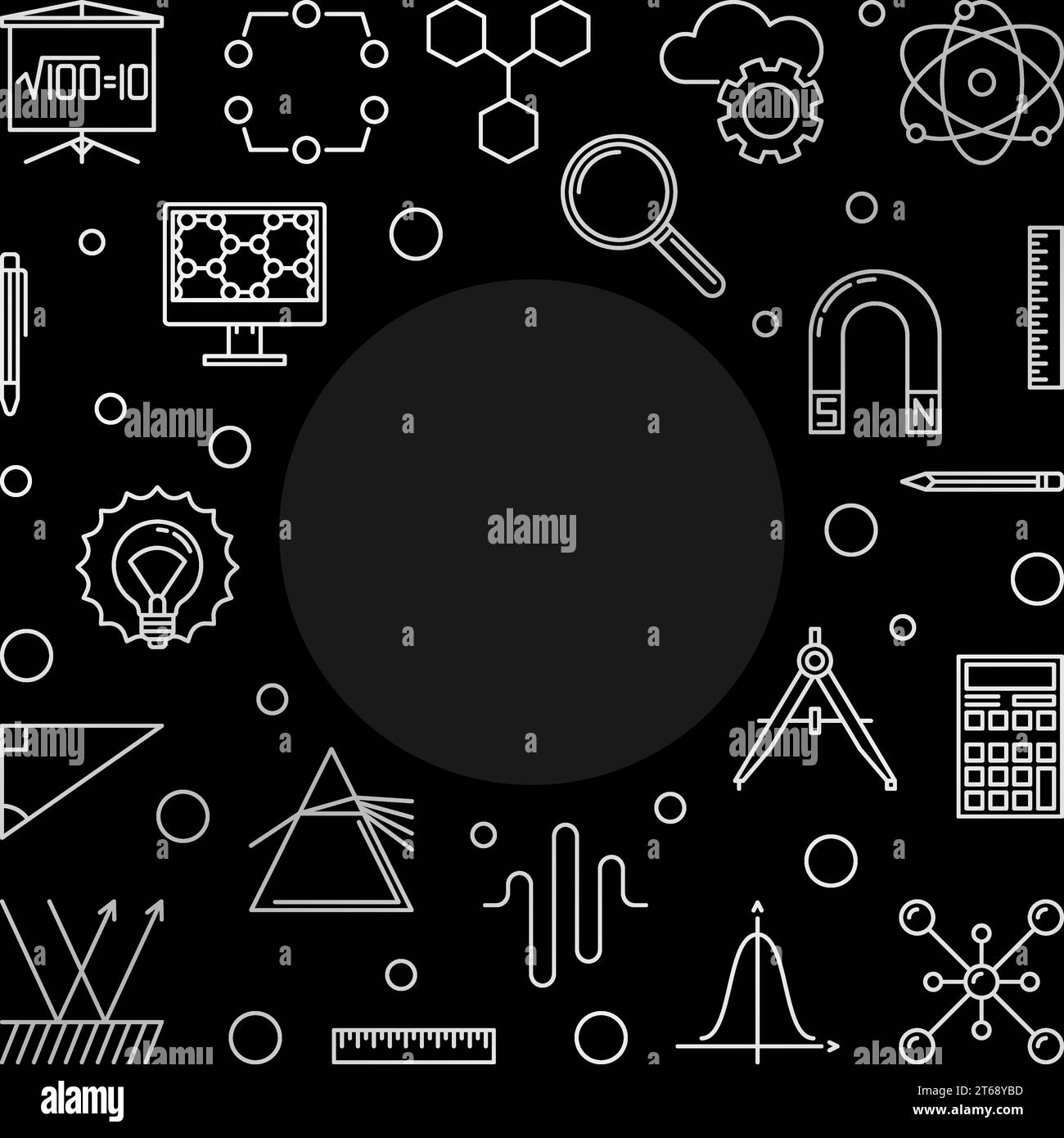 Stem Dark Square Frame Vector Education Concept Outline Illustration Or Background Stock Vector