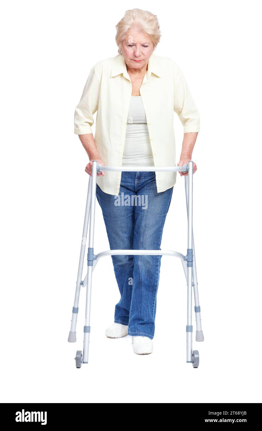 Taking it one step at a time ...Full-length of a senior woman focusing ...