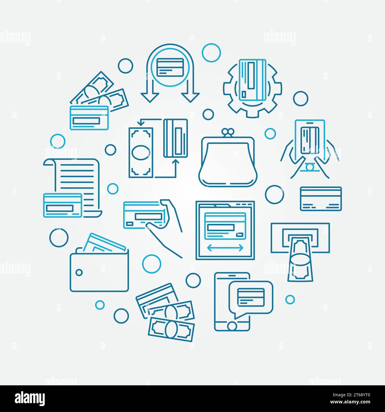 Vector illustration made with cash, banknote and money outline icons in ...