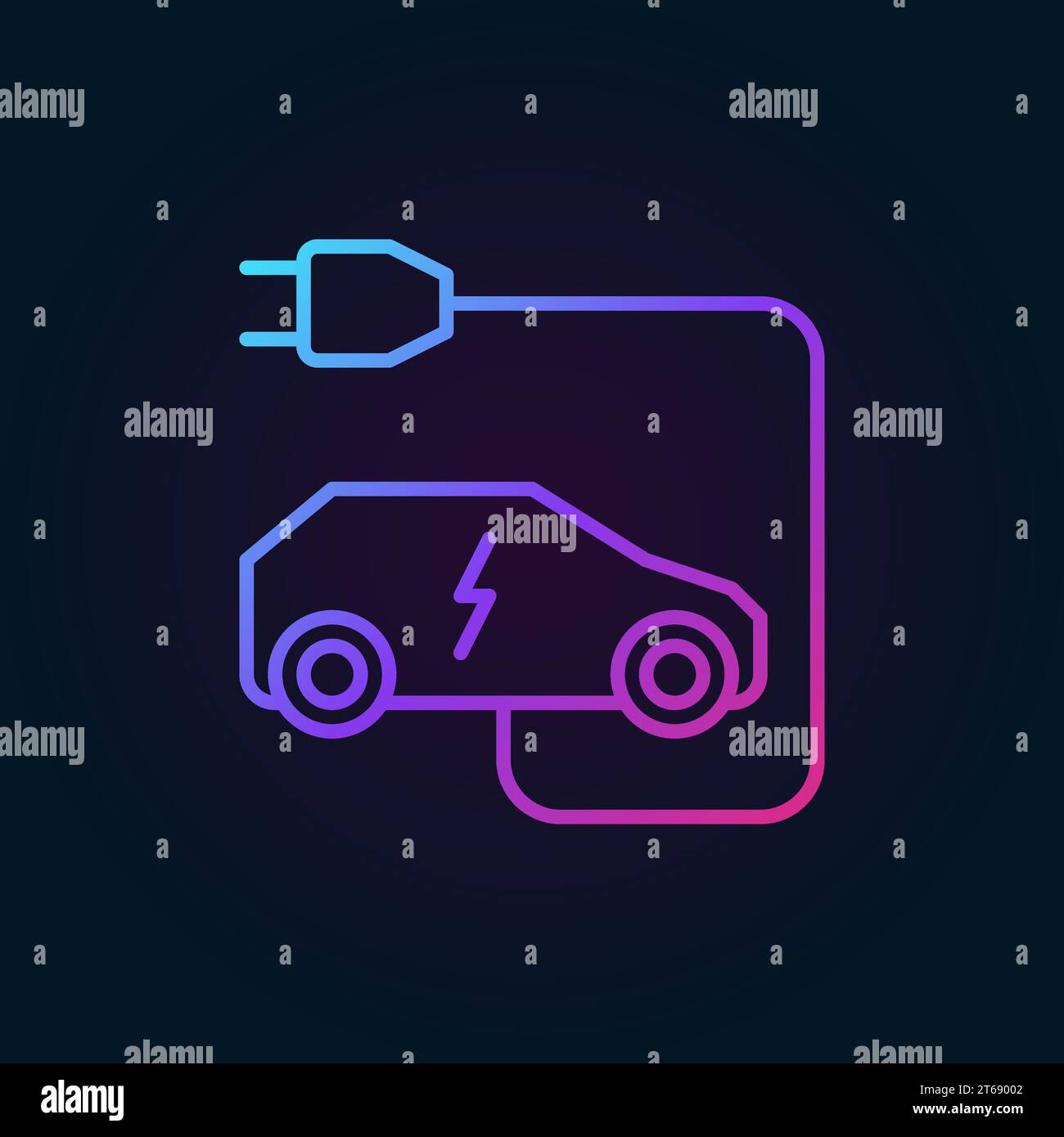 Electric car with plug vector colored icon or logo element in outline ...