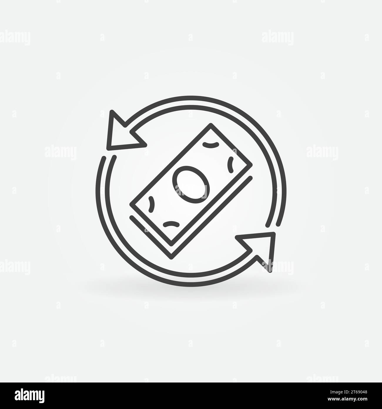 Banknotes with arrows in circle vector concept icon or symbol in thin ...