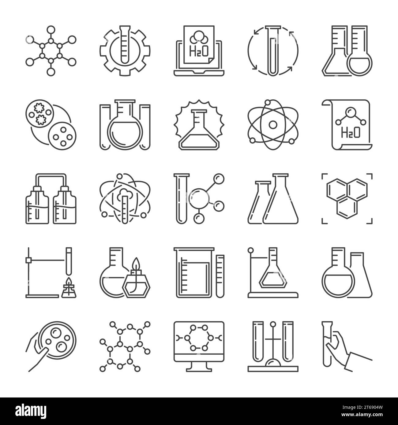 Chemical science concept vector icons or design elements in thin line ...