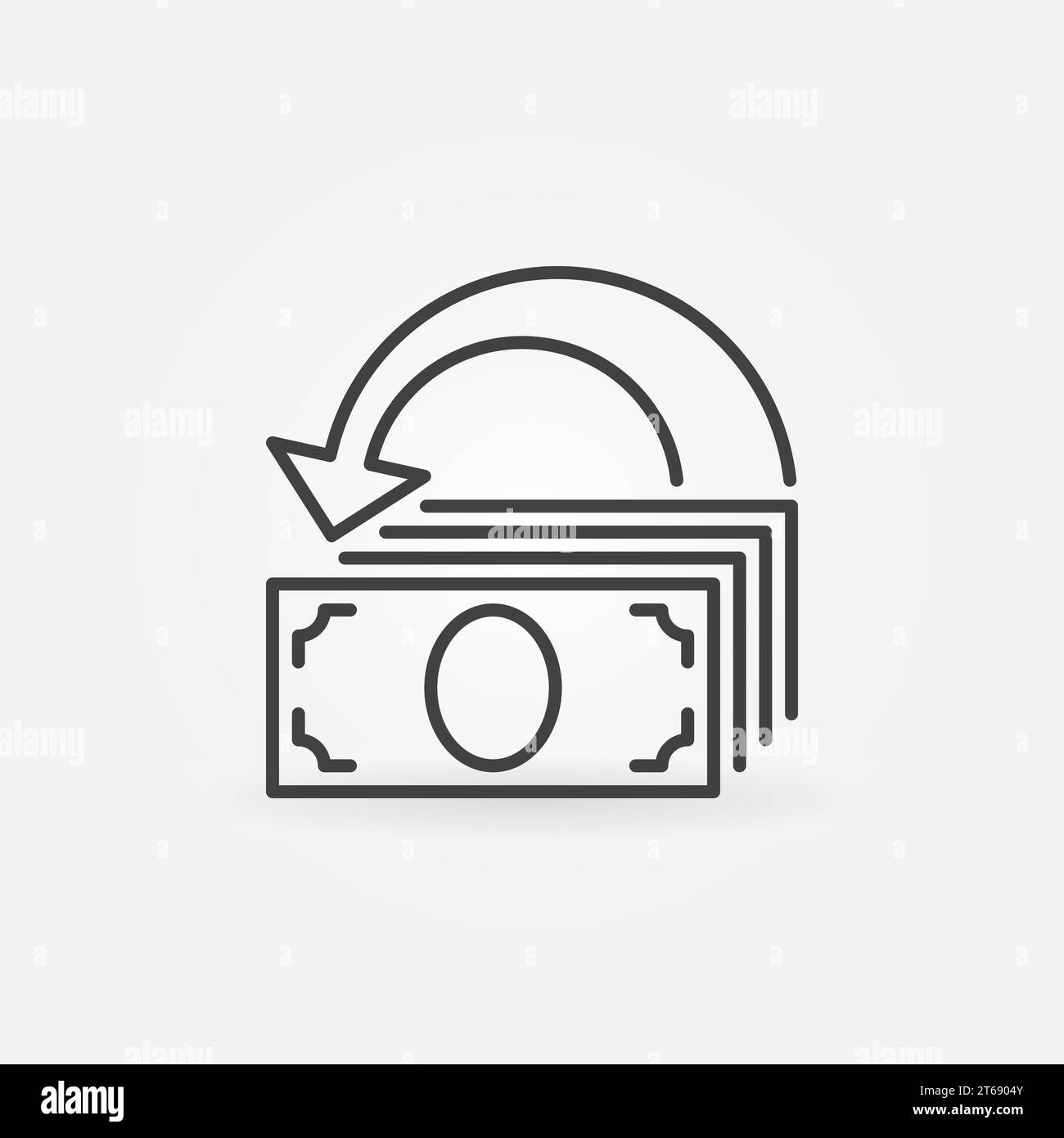 Banknotes with arrow outline icon. Vector cashback concept symbol in ...