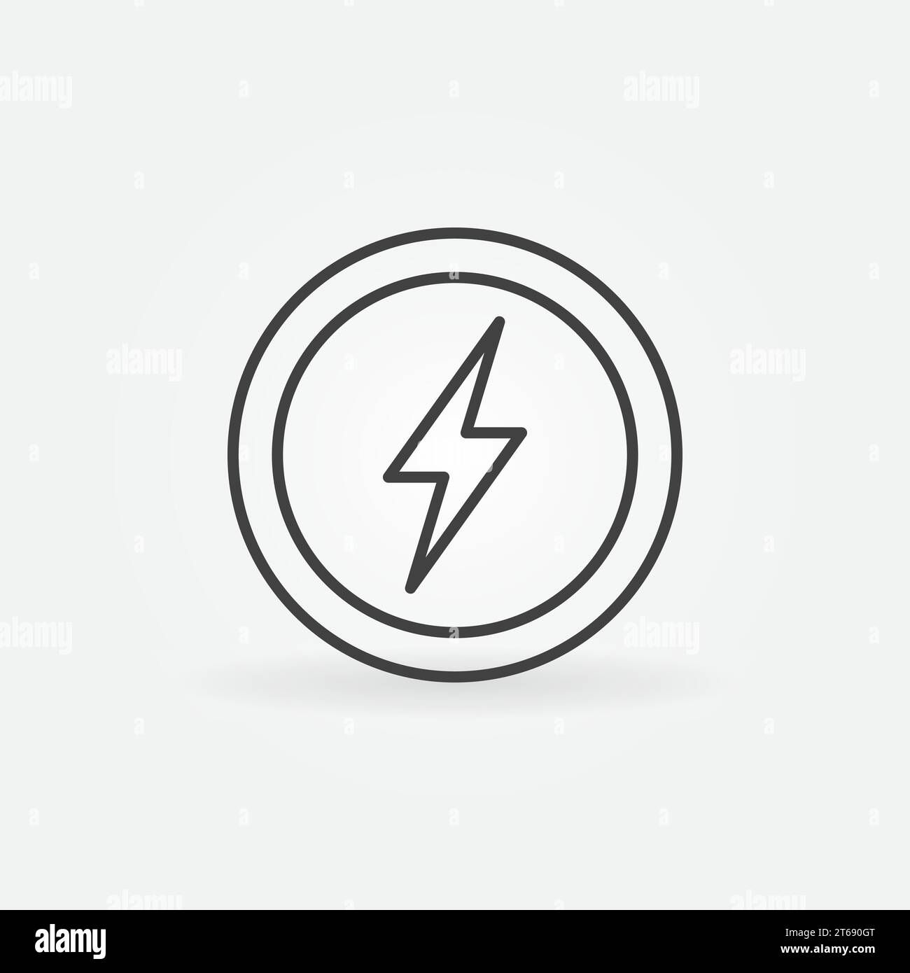 Lightning in circle vector outline icon. Electricity concept line ...