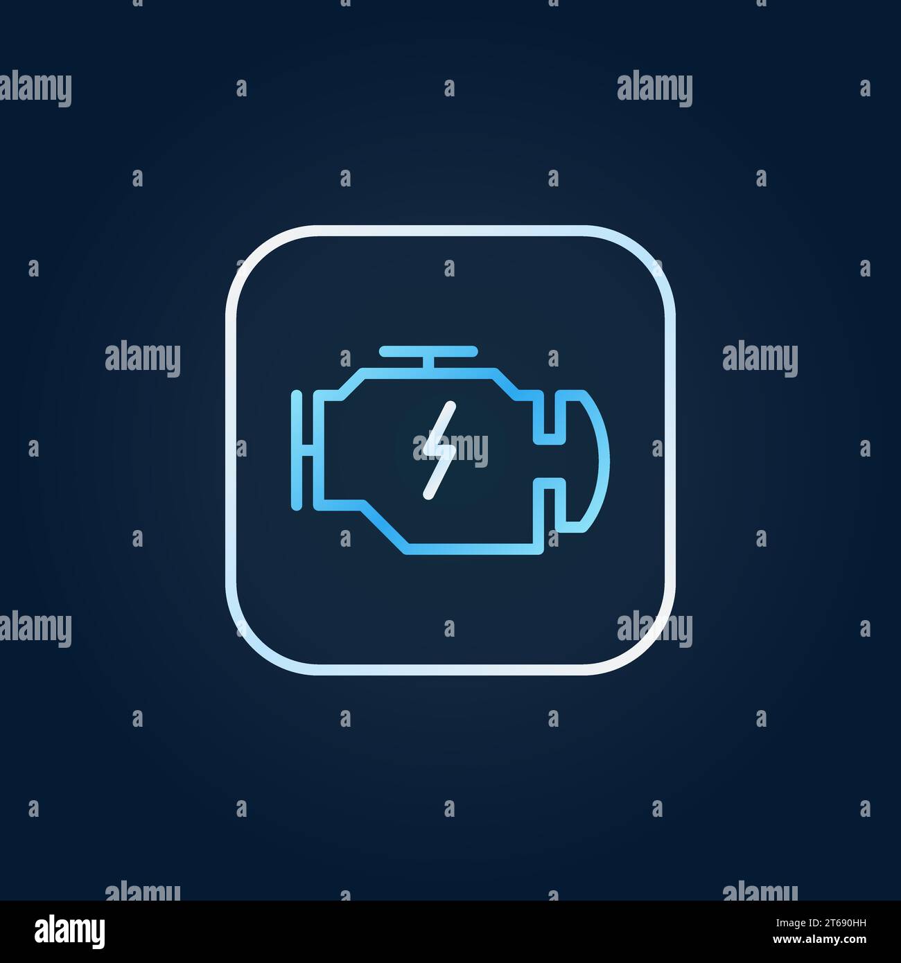 Electric car engine vector outline colored icon or symbol on dark ...