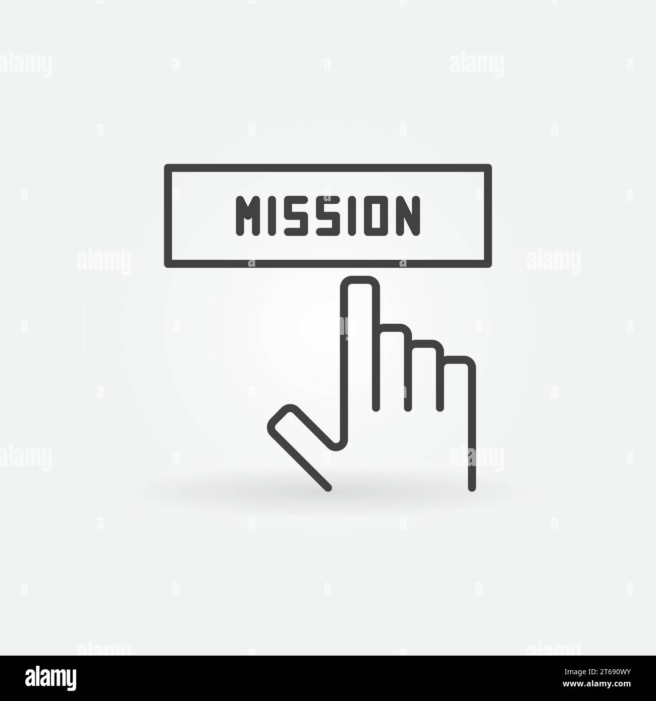 Hand and Mission button vector concept icon or symbol in outline style ...