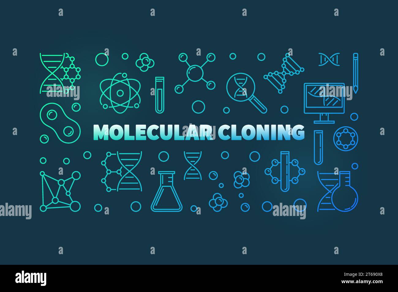 Molecular Cloning vector colorful outline horizontal illustration on ...