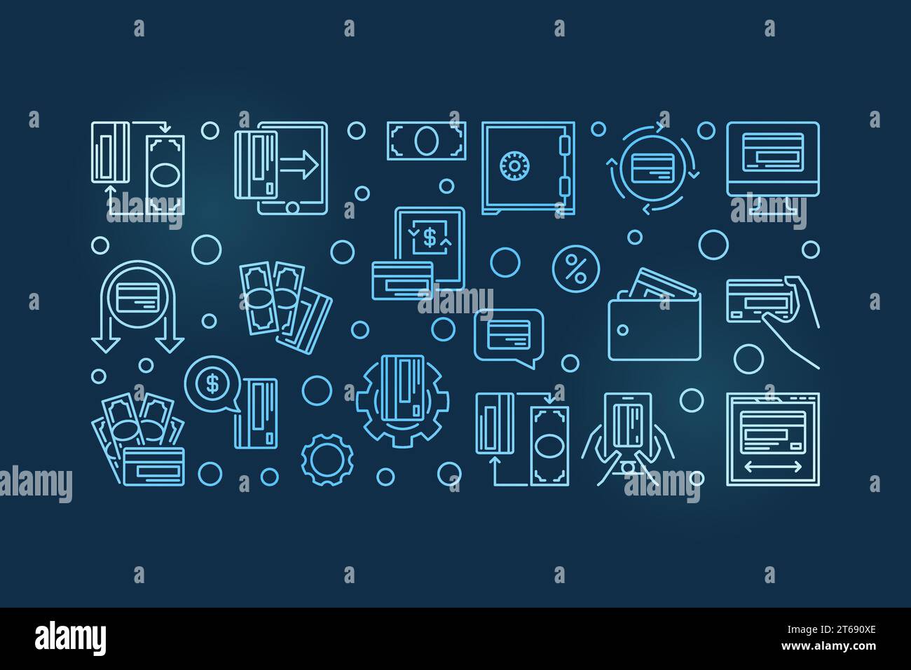 Money outline blue concept horizontal banner - cash Cards vector ...