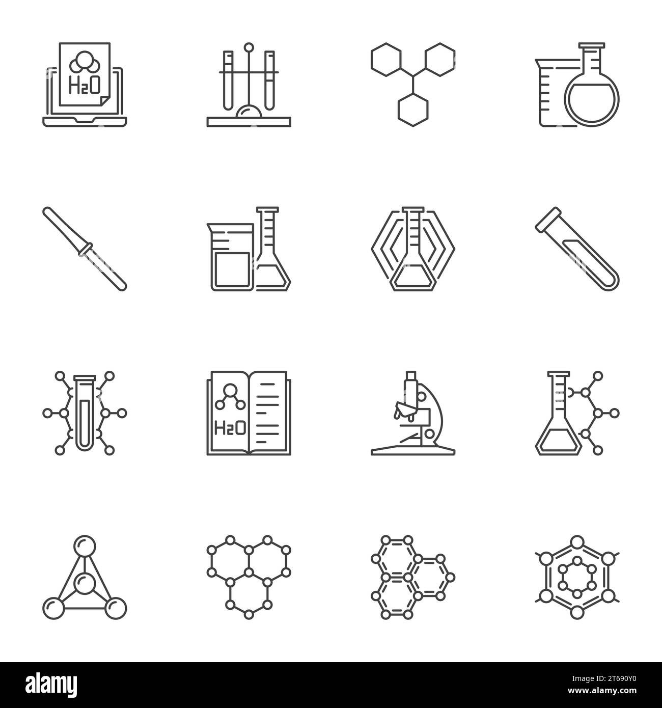 Chemical vector concept icons or symbols in thin line style Stock ...