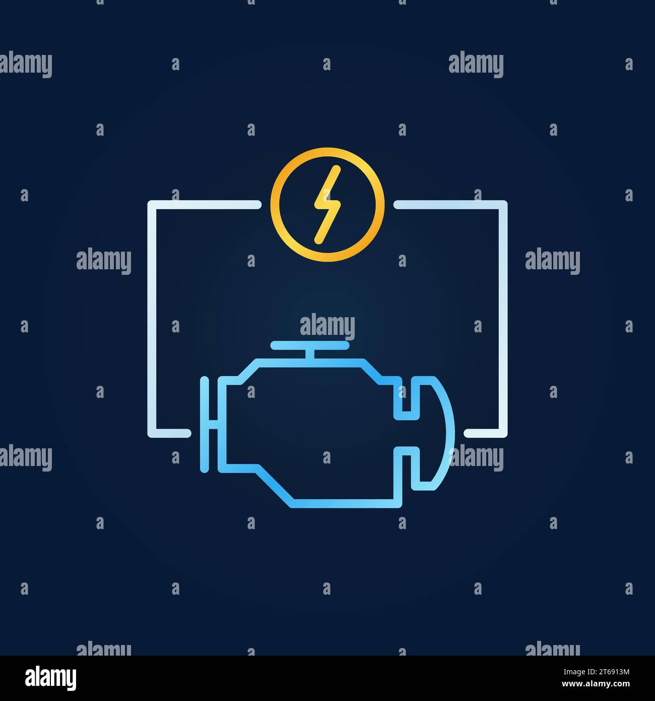 Vector electric car engine colorful icon or symbol in thin line style ...