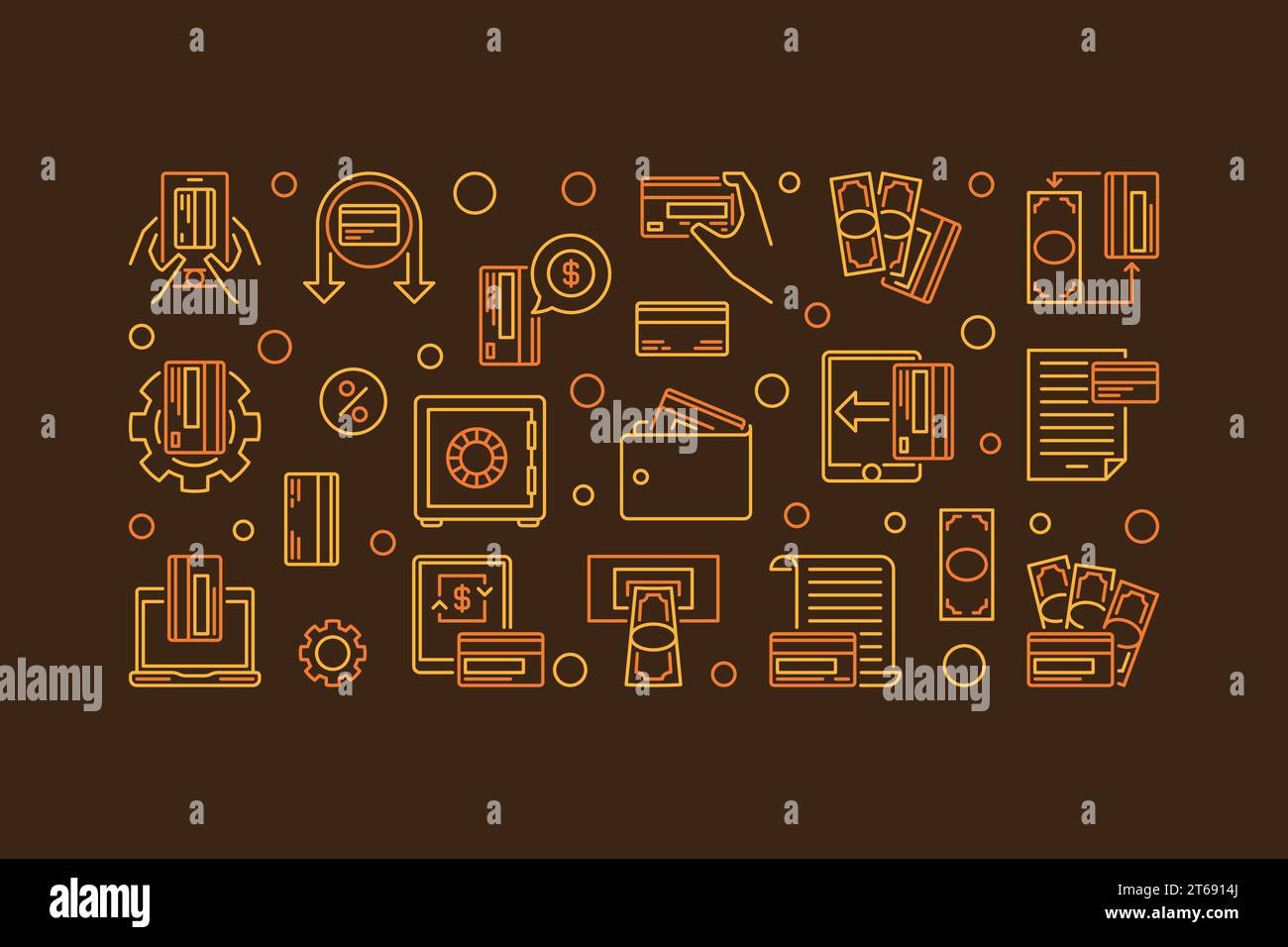 E-payment outline horizontal banner. Vector Online Banking ePayments ...