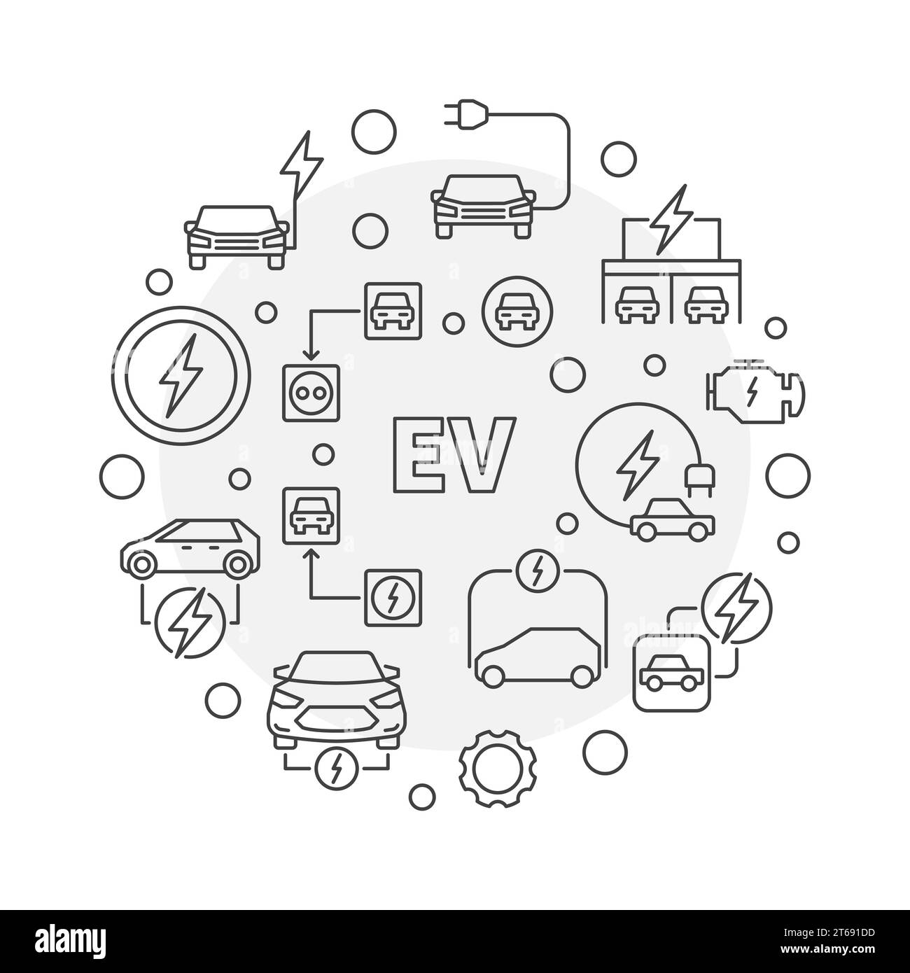 EV round vector minimal illustration in outline style Stock Vector ...