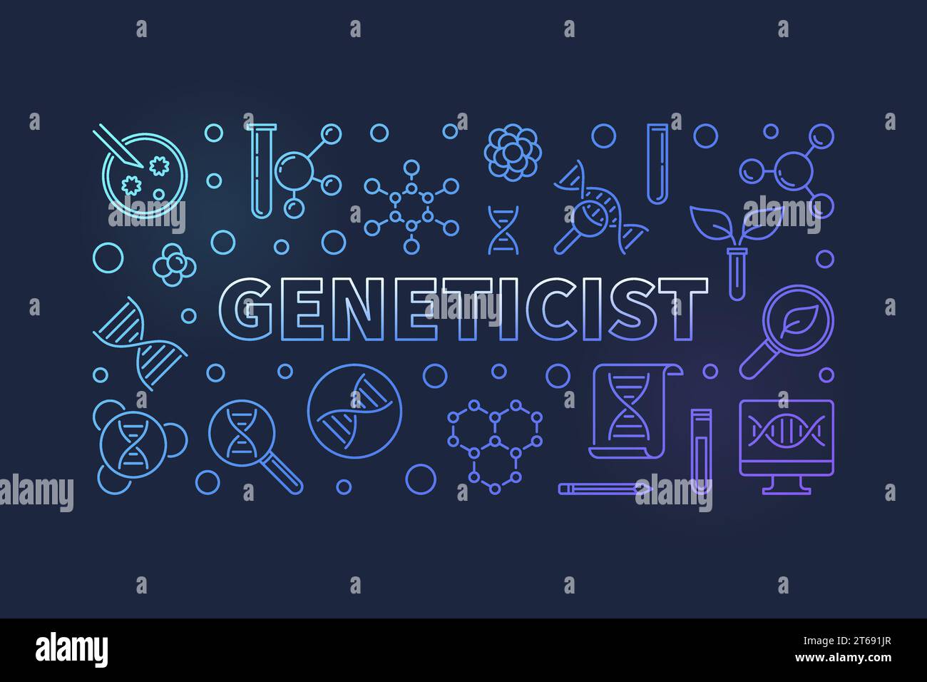 Geneticist colorful banner in outline style. Vector concept ...