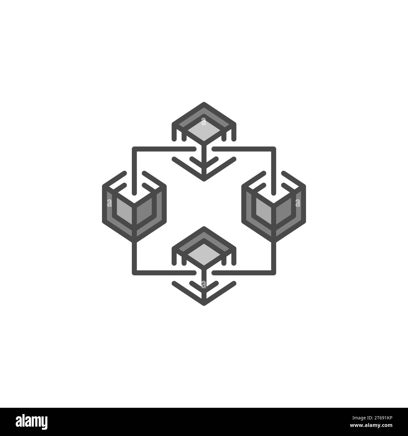Blockchain technology vector gray icon or design element on white ...