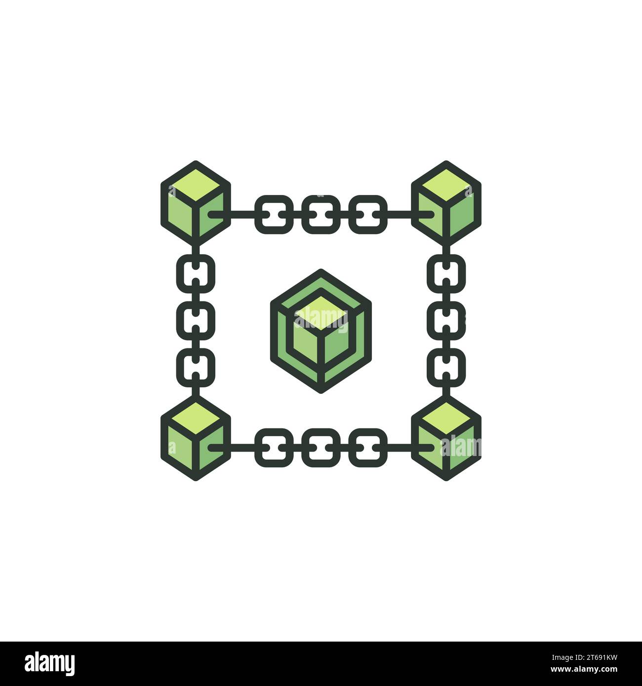 Blockchain vector cryptocurrency creative green icon or design element ...