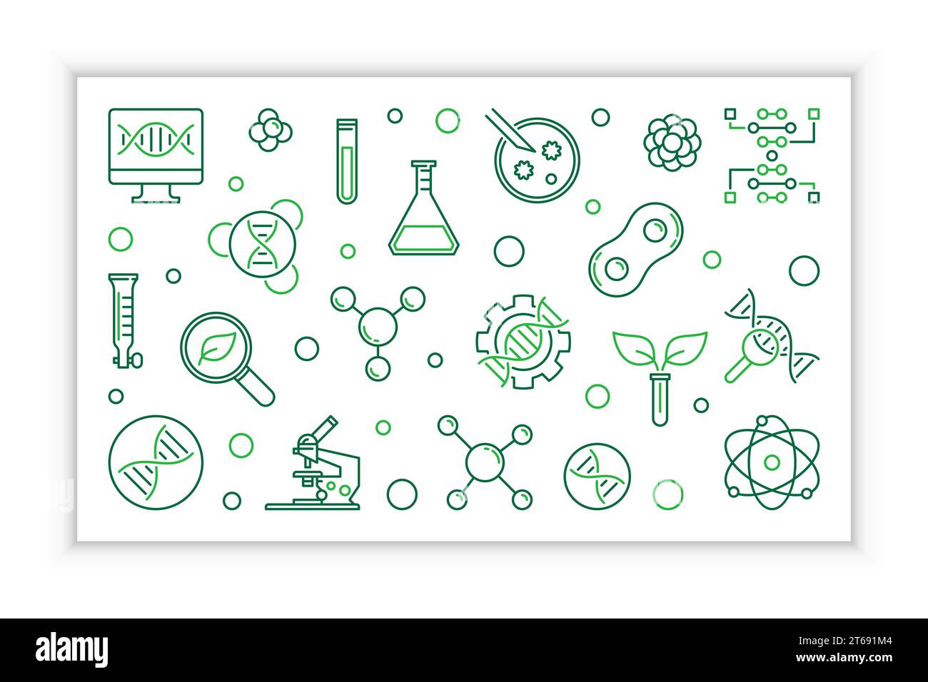 Biotechnology concept linear banner. Vector Biotech creative horizontal ...