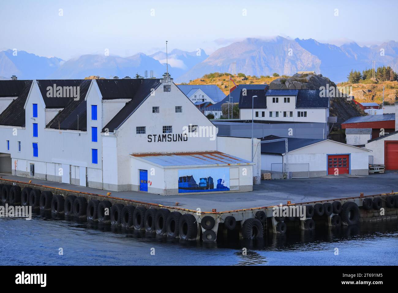 Lofoten Norway 07/28/2023 The harbour in the Norwegian village Stamsund ...