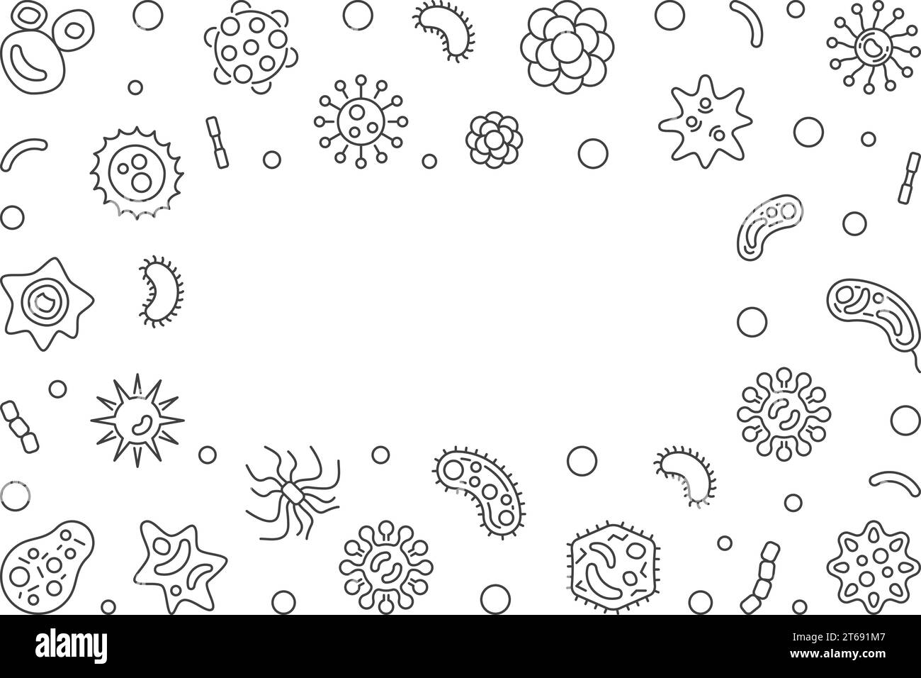 Bacterium microbiology horizontal frame with empty space for text ...