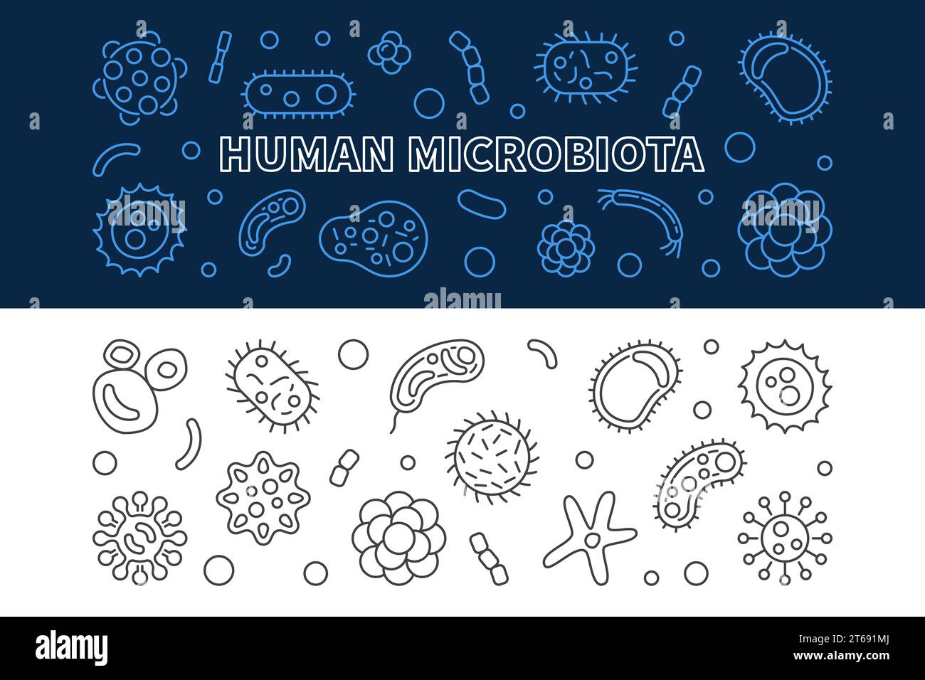 Human microbiota horizontal banners set. Vector concept illustration in ...