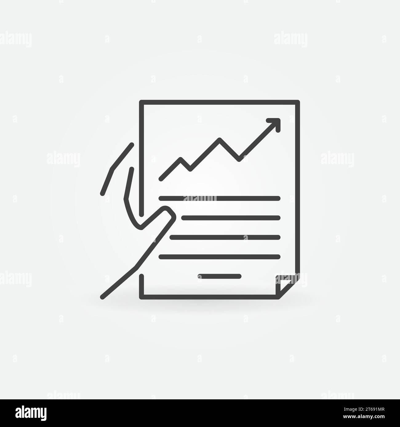 Hand holding document vector concept outline icon or symbol Stock ...