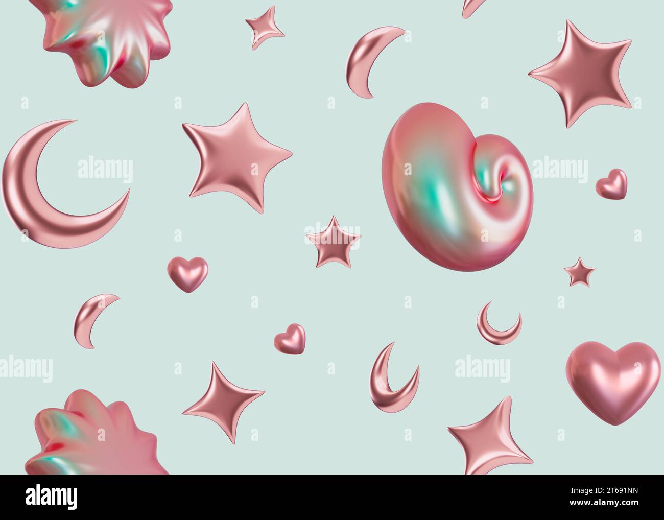 Beautiful seamless pattern with stars, moons, sea shells. Applicable ...