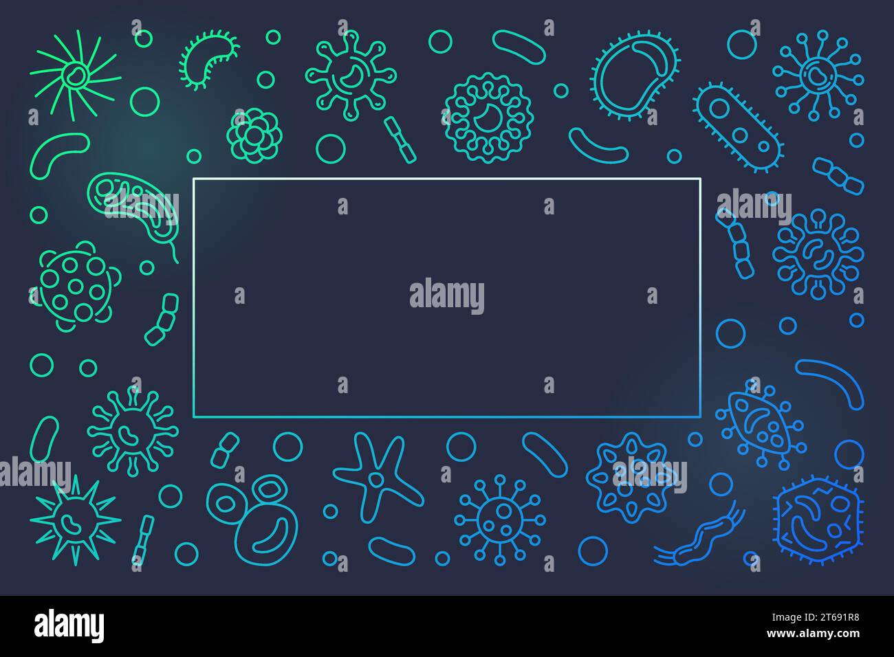 Microorganisms horizontal colorful frame with place for your text ...