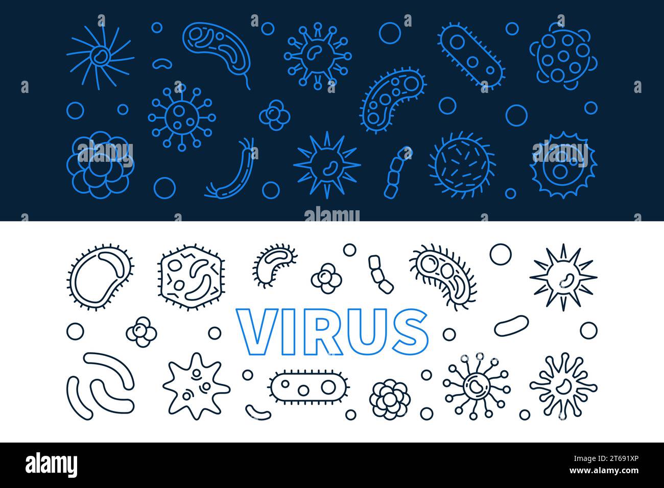 Virus banners set. Vector concept illustration in thin line style Stock ...