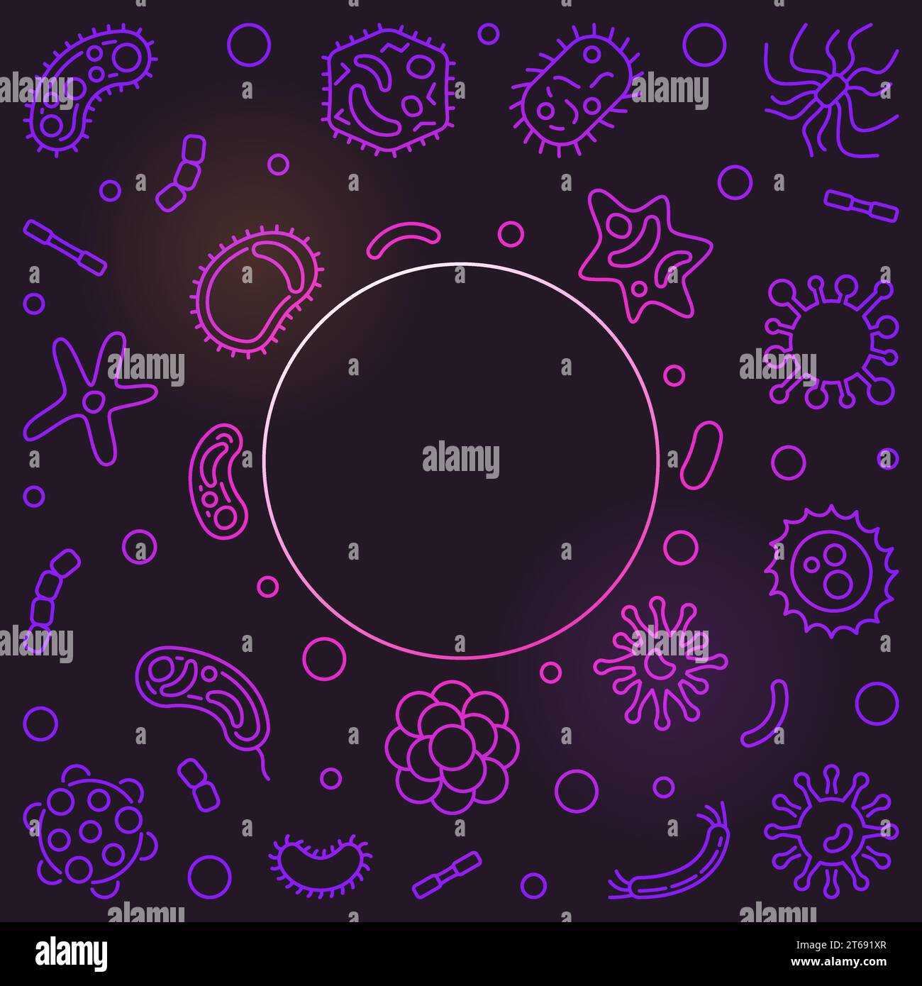 Bacteria and Viruses square colored background. Vector creative ...