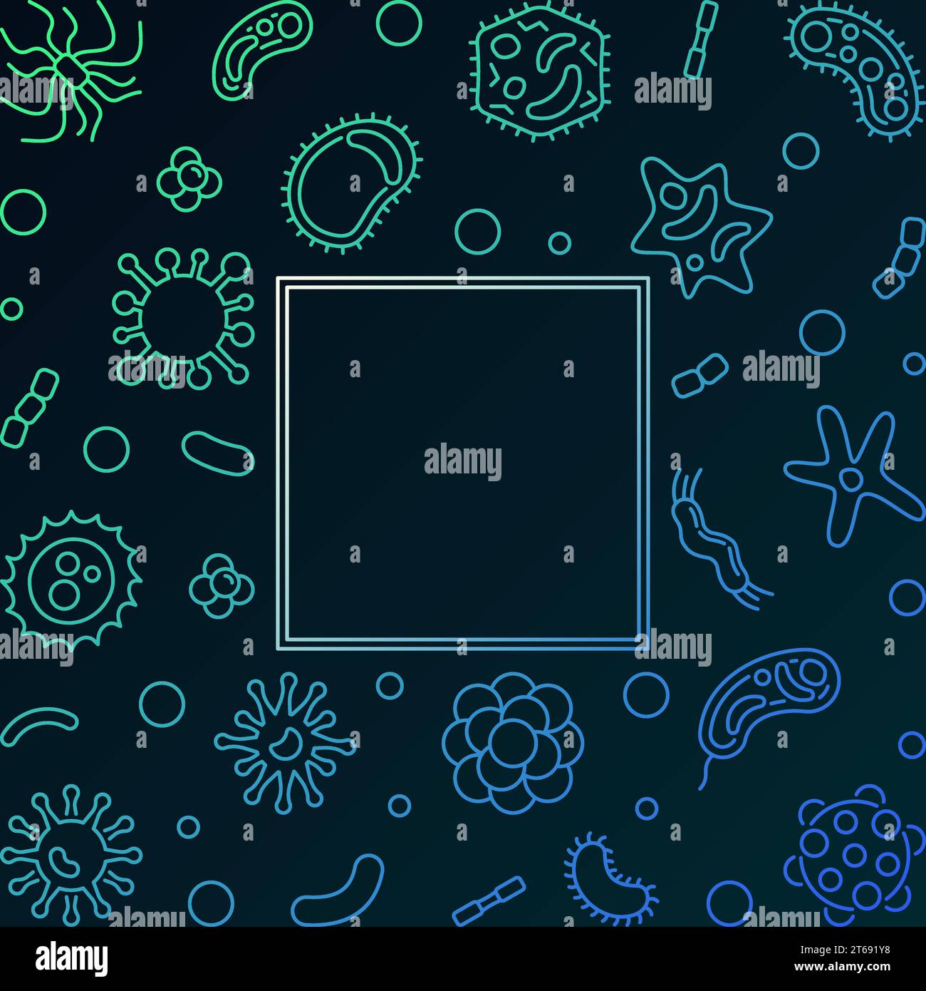 Bacteria microbiology outline colorful frame. Vector illustration in ...